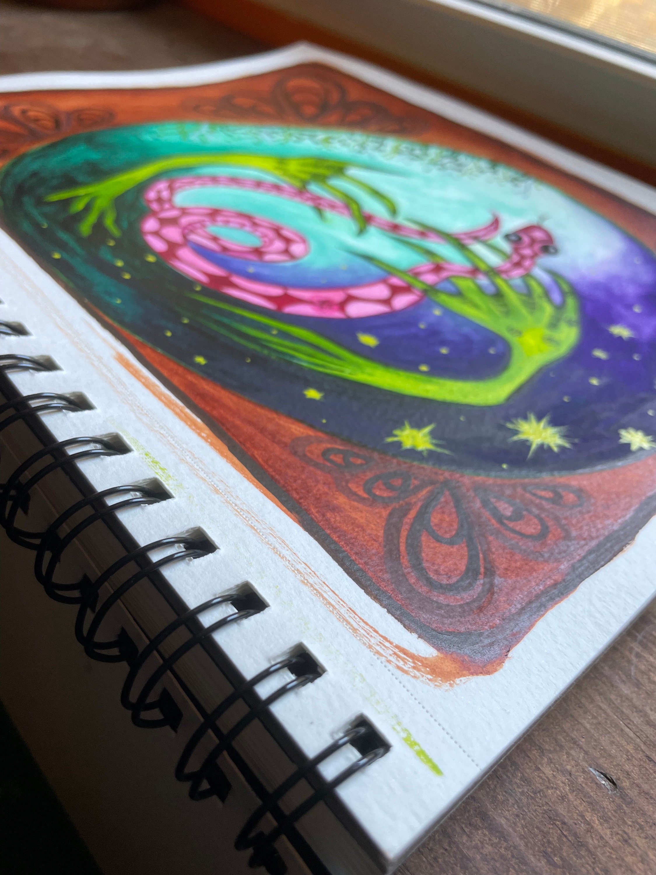 Snake in Goblin Hands in the Universe Starry Night Growth Circular Life ...