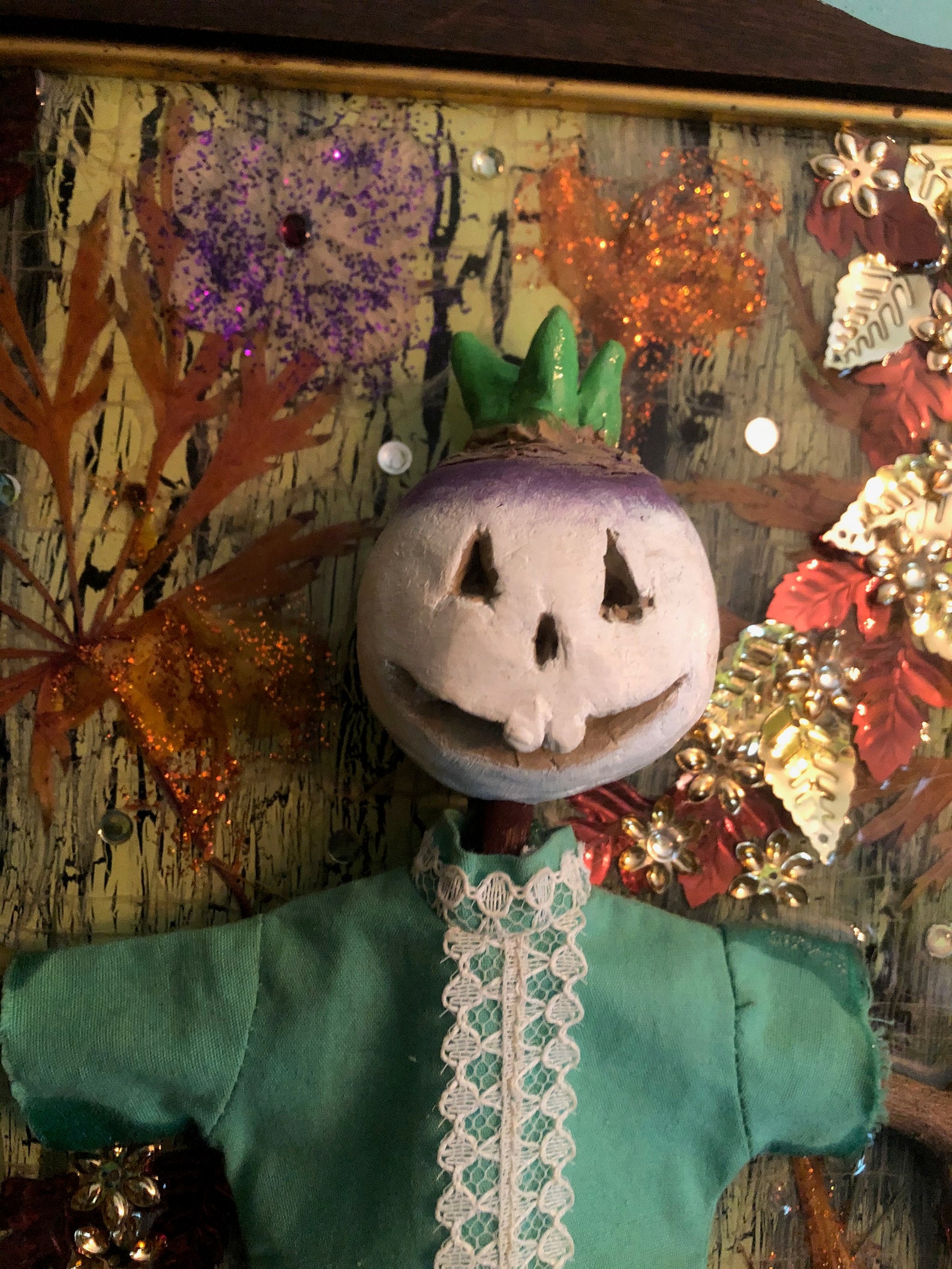 Turnip Girl Playing in Leaves Green Doll Dress Farm Bumpkin - Etsy