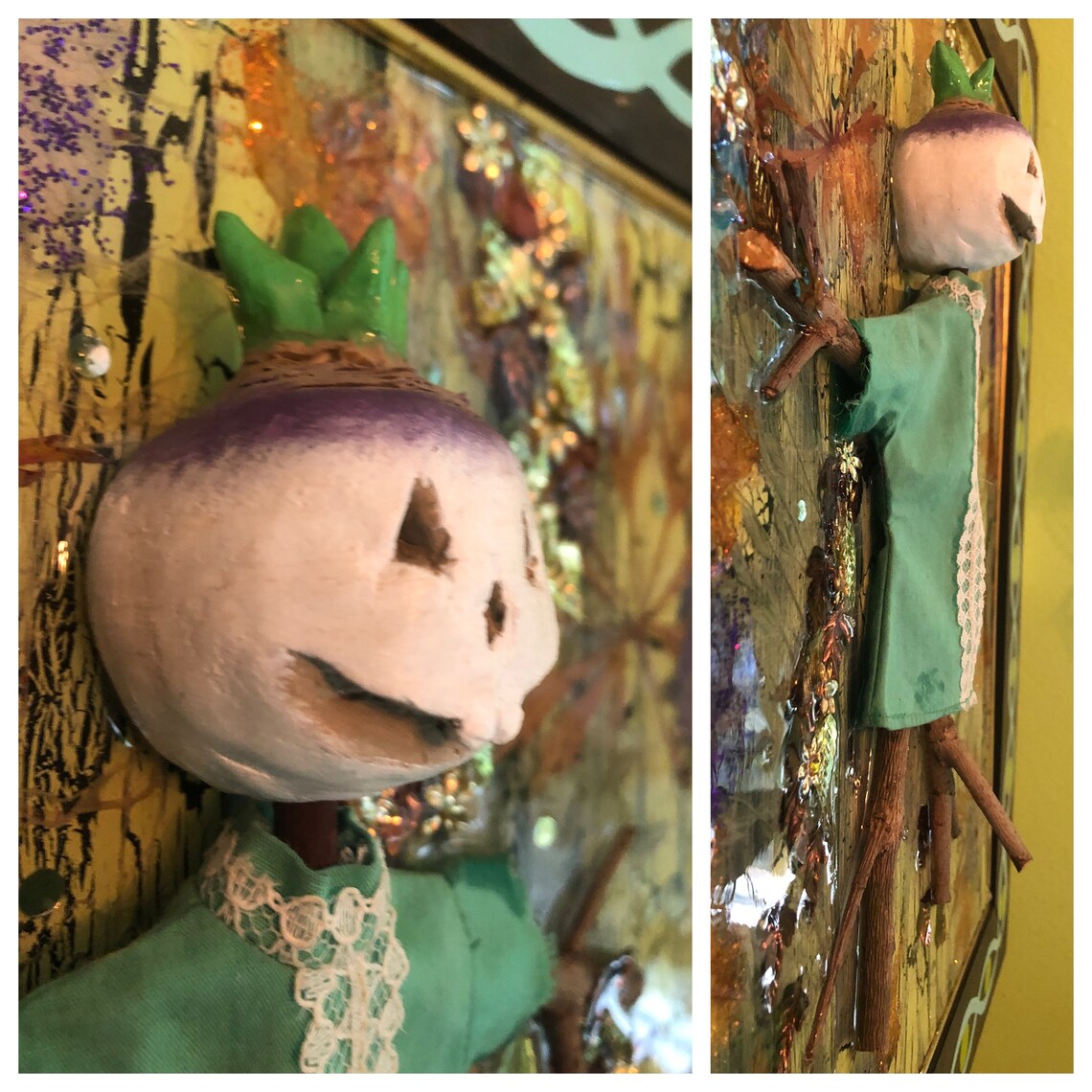 Turnip Girl Playing in Leaves Green Doll Dress Farm Bumpkin | Etsy