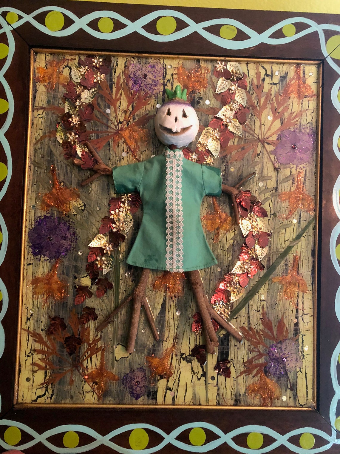 Turnip Girl Playing in Leaves Green Doll Dress Farm Bumpkin | Etsy