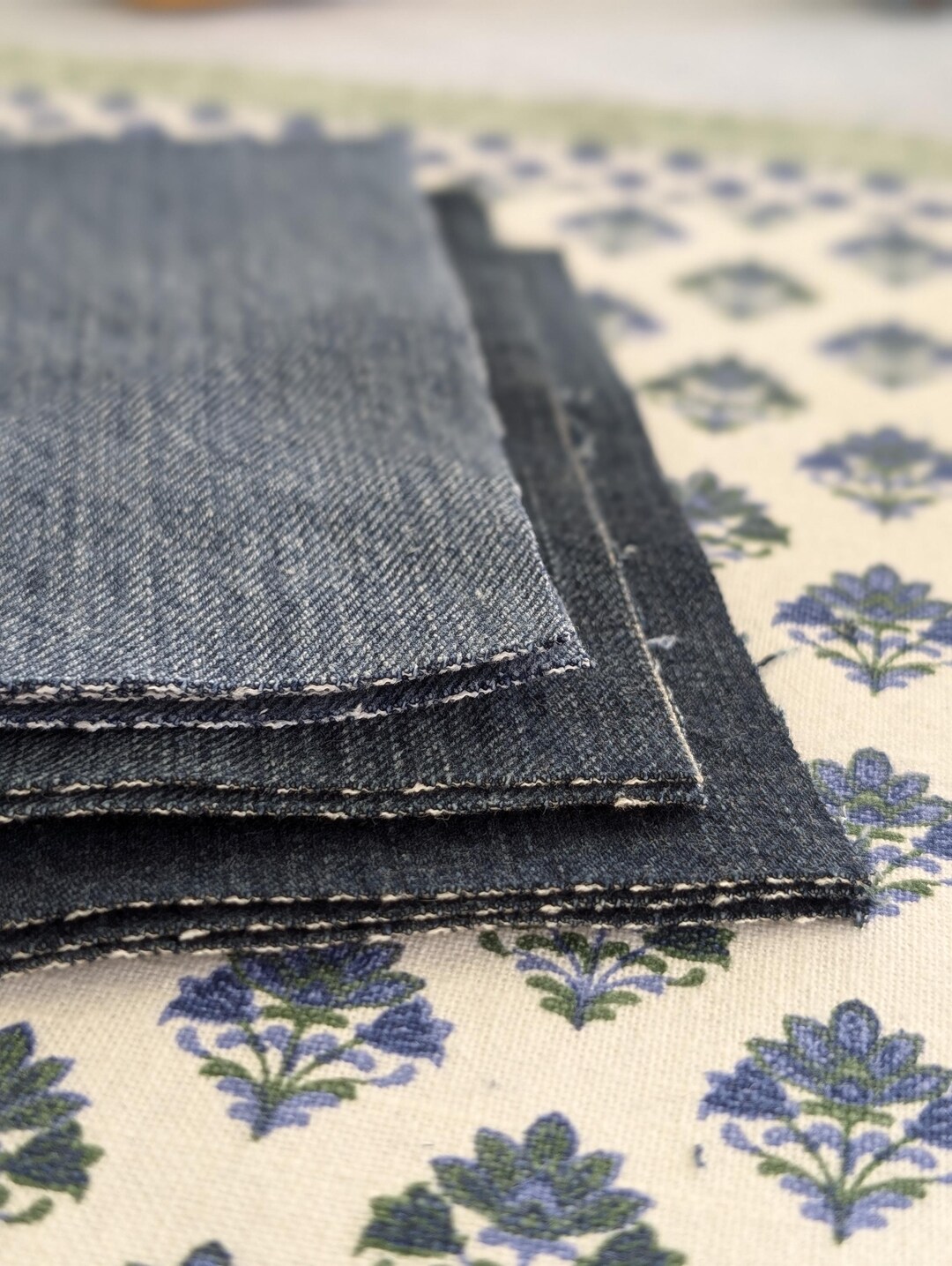 Denim Fabric Squares for Crafts Pre-cut Quilting Squares for Sewing ...