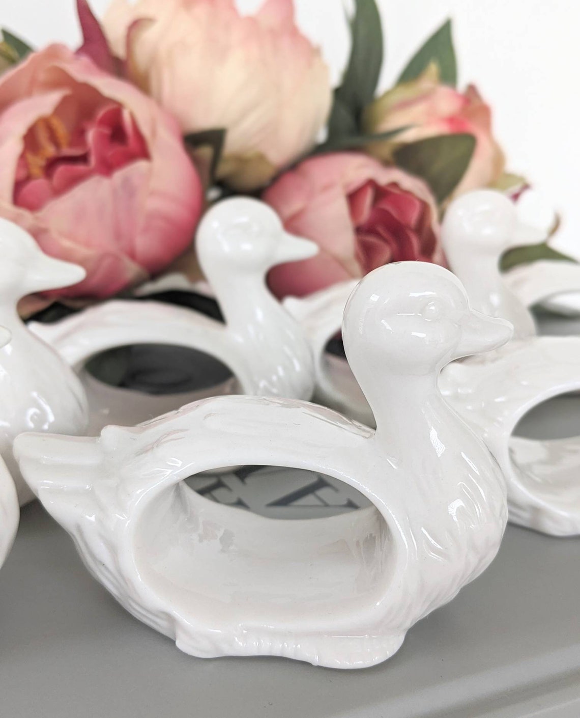 Vintage Shafford White Duck Napkin Rings Porcelain Set of 8 - Etsy