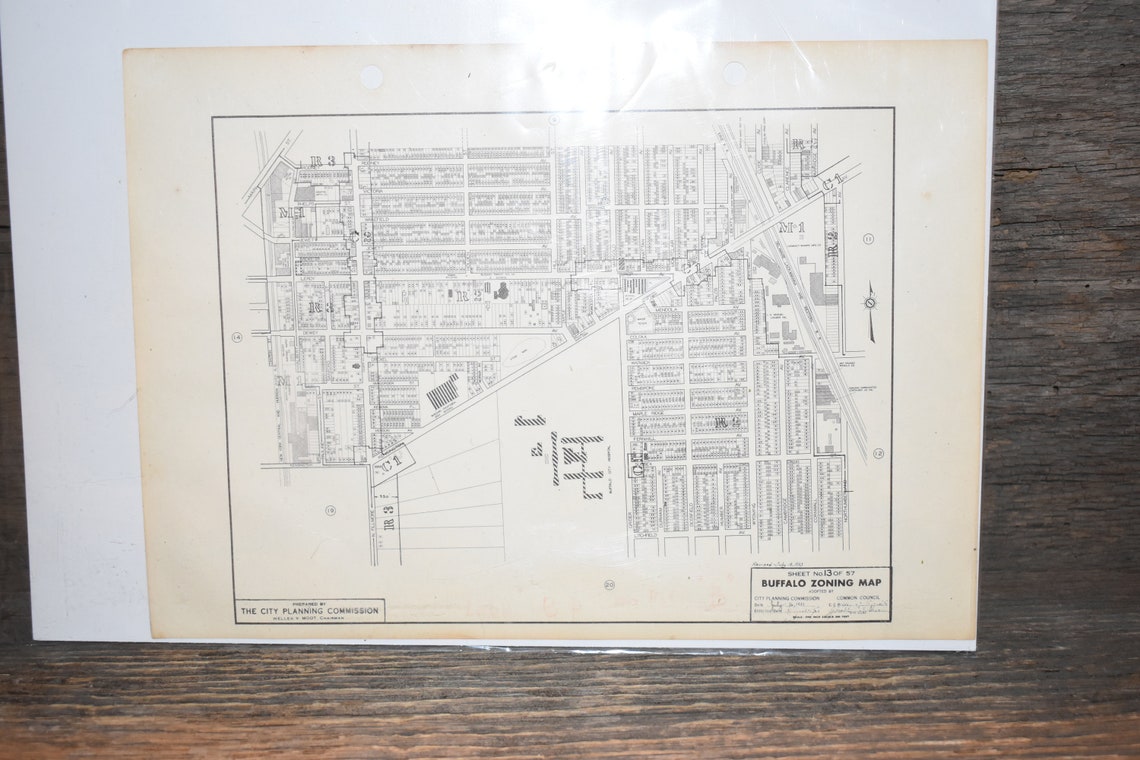 1950s Buffalo New York Zoning Map Buffalo City Hospital ECMC | Etsy