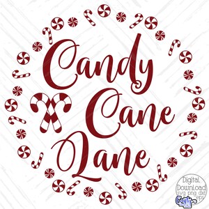 Candy Cane Lane Svg, Christmas Svg, Christmas Round Sign Svg, Christmas ...