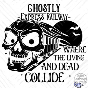 Ghostly Express Railway Svg, Halloween Svg File, Door Hanger Svg, Round ...
