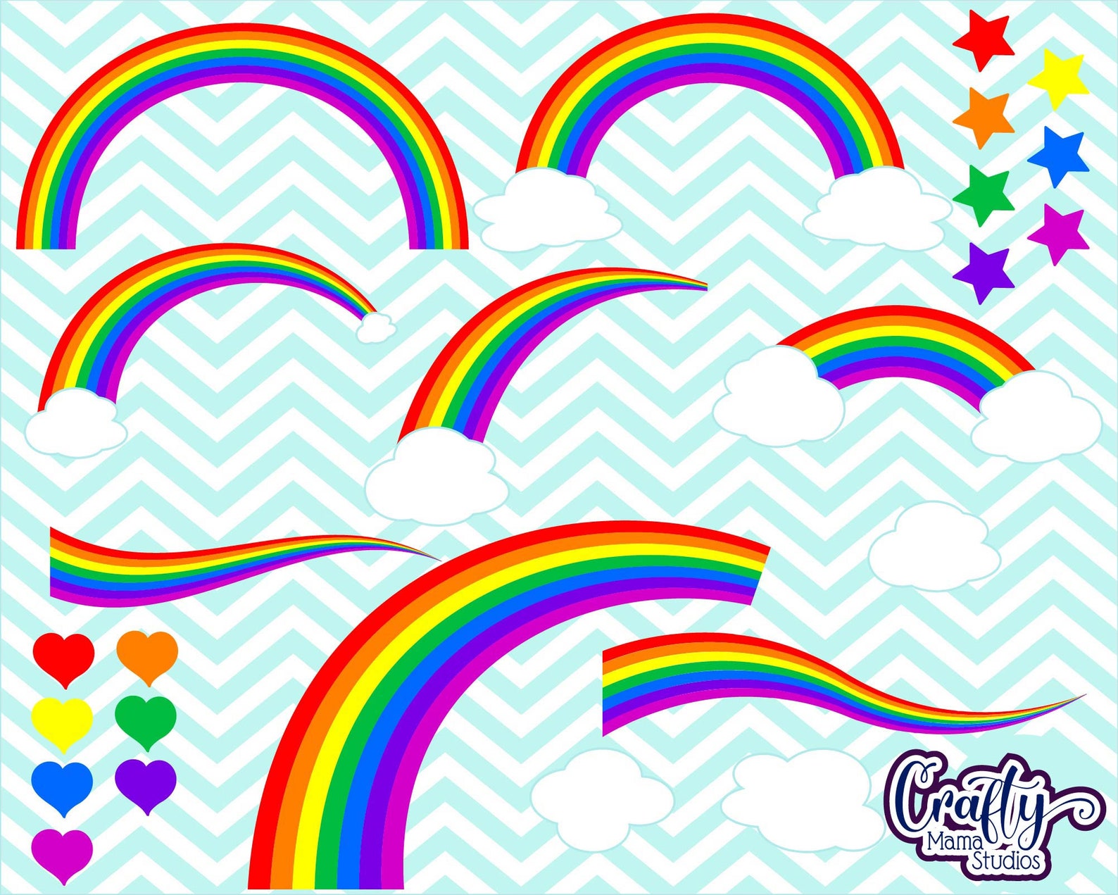 Rainbow Svg Bundle Shooting Rainbow Svg Star Svg Heart Svg | Etsy
