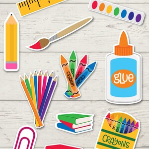 Kids School Supplies Digital Stickers, School Supplies Printable ...
