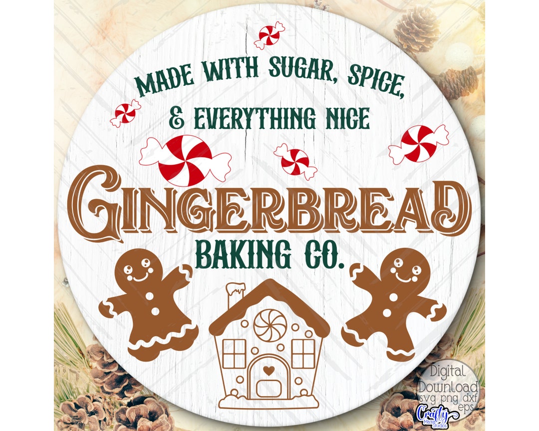 Gingerbread Baking SVG, PNG, Christmas Svg, Door Hanger Svg, Round ...