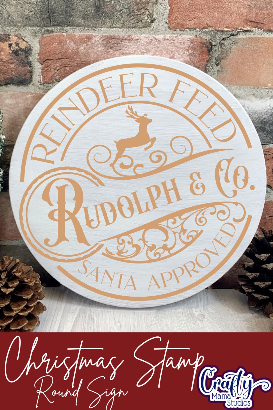 Reindeer Svg, Christmas Svg Files, Christmas Sign Svg Files, Round ...