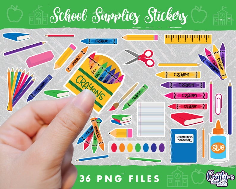 Kids School Supplies Digital Stickers School Supplies - Etsy