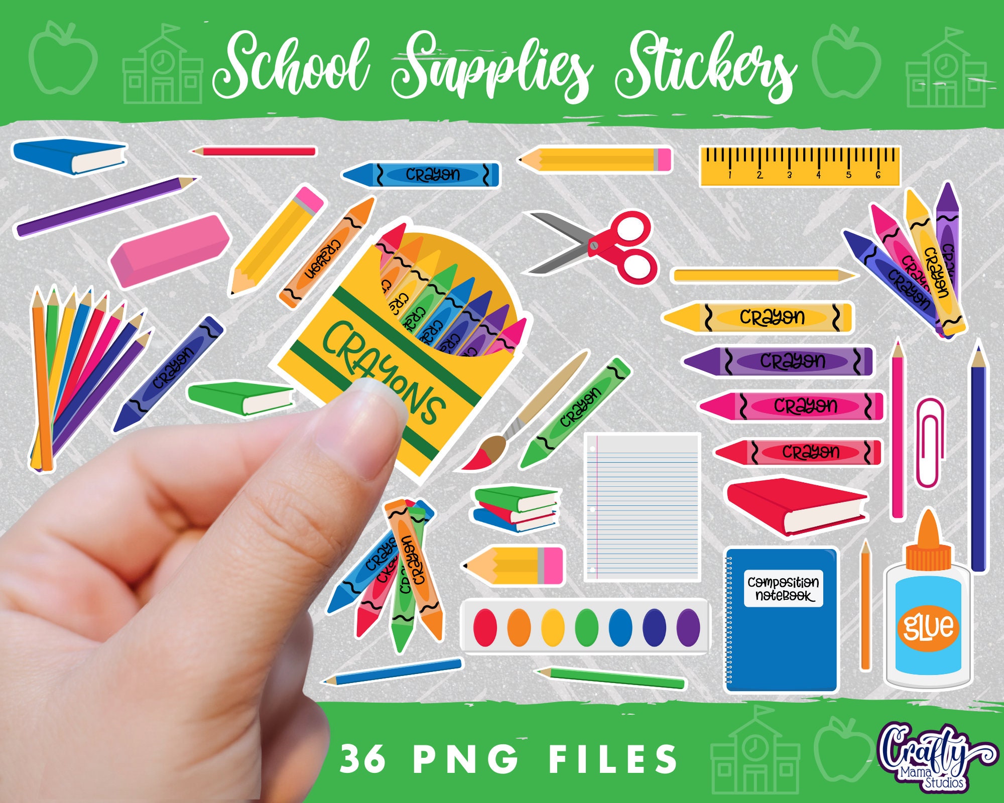 Kids School Supplies Digital Stickers School Supplies - Etsy