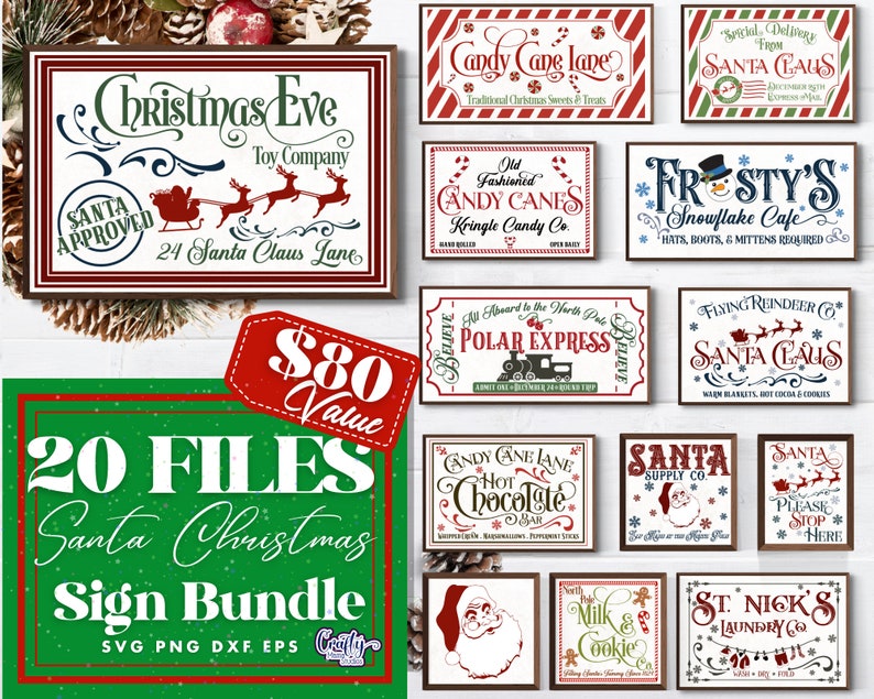 Santa Sign Svg Farmhouse Christmas Svg Bundle Santa Svg - Etsy