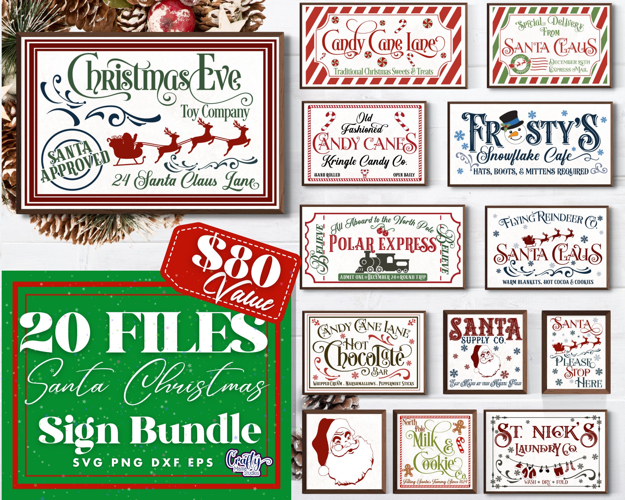 Santa Sign Svg Farmhouse Christmas Svg Bundle Santa Svg - Etsy