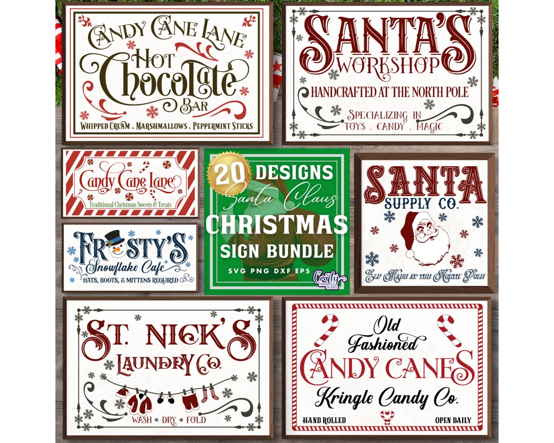 Santa Sign Svg, Farmhouse Christmas Svg Bundle, Santa Svg, Vintage ...