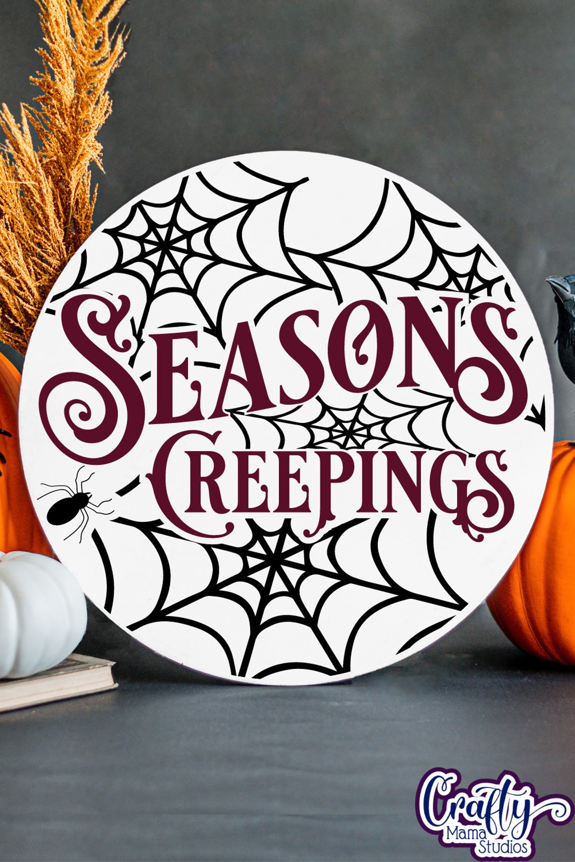Seasons Creepings Svg Halloween Svg Halloween Round Sign - Etsy