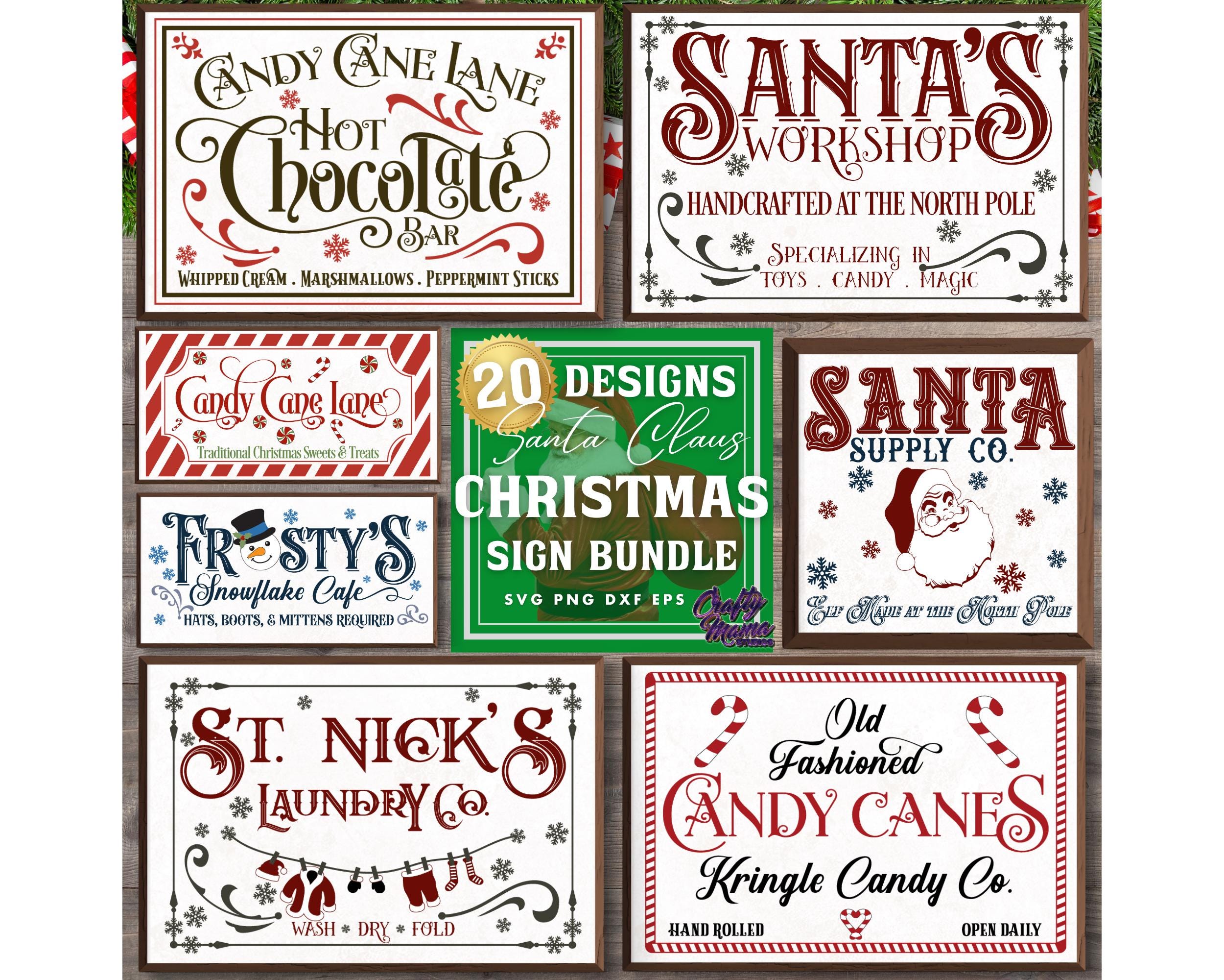 Santa Sign Svg, Farmhouse Christmas Svg Bundle, Santa Svg, Vintage ...