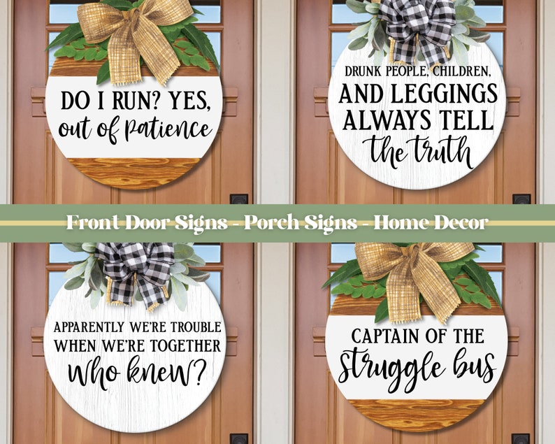 Funny Svg Bundle Funny Door Hanger Svg Round Sarcastic Svg - Etsy