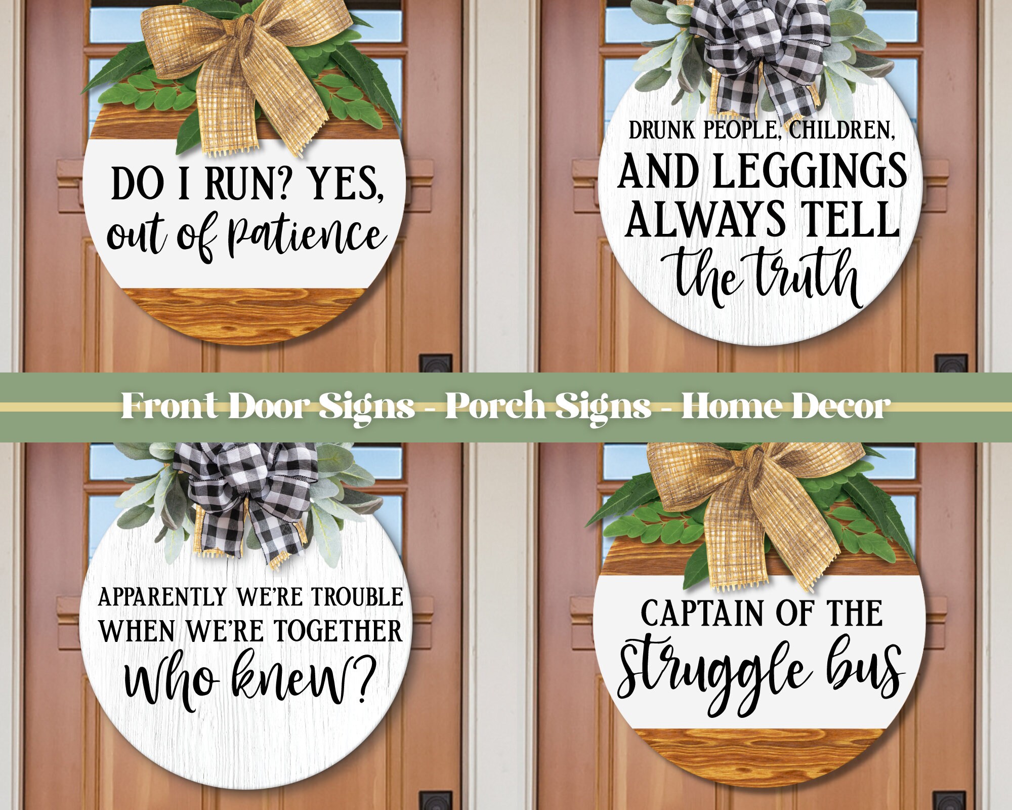 Funny Svg Bundle Funny Door Hanger Svg Round Sarcastic Svg - Etsy