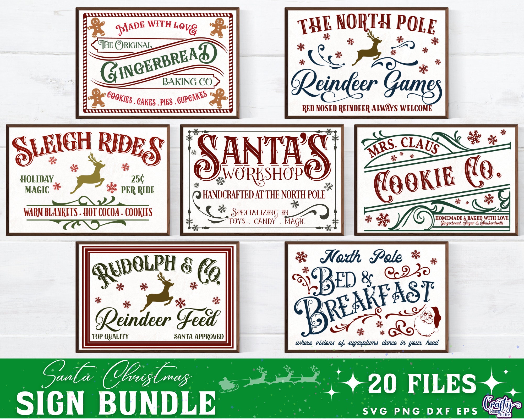 Santa Sign Svg Farmhouse Christmas Svg Bundle Santa Svg - Etsy