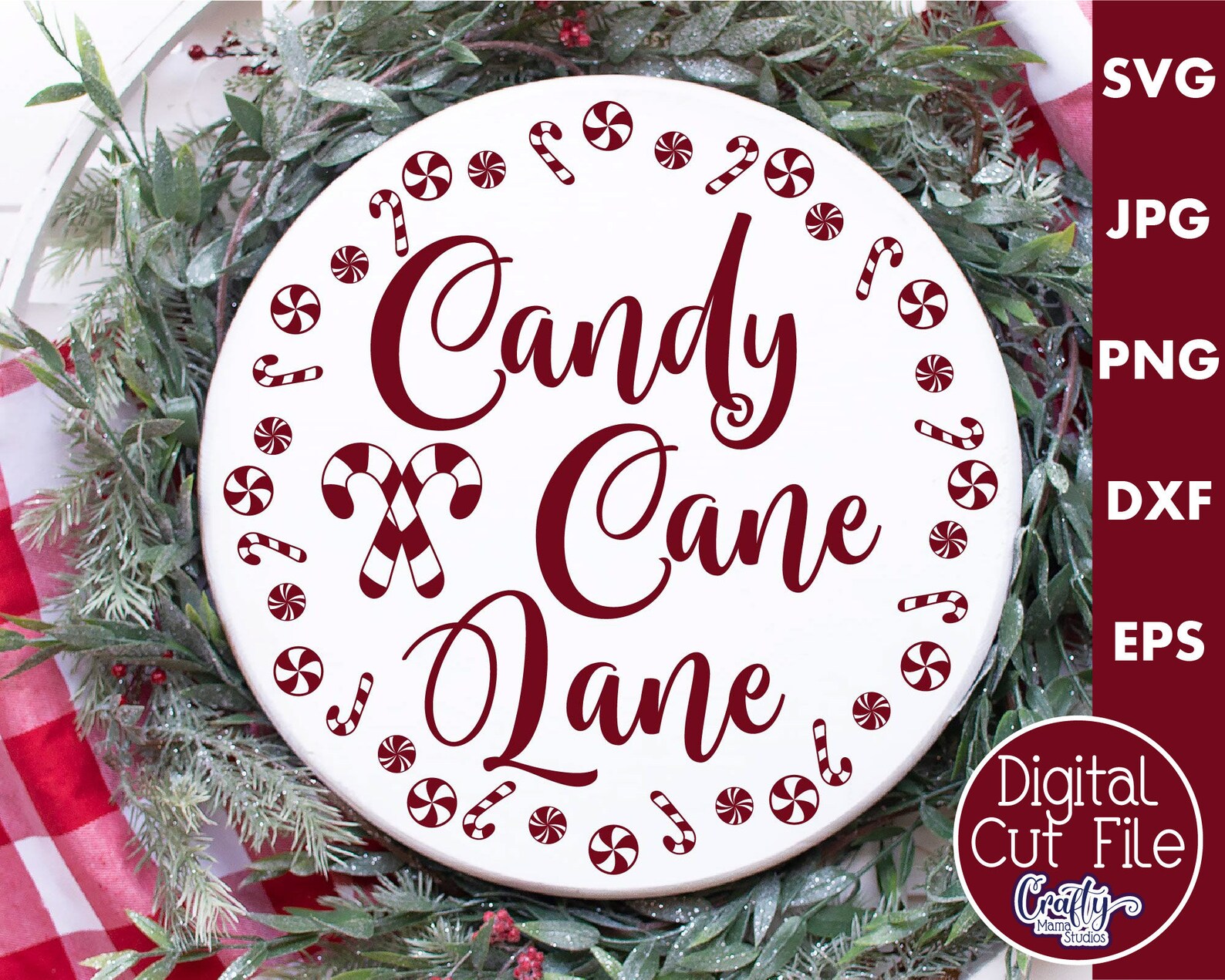 Candy Cane Lane Svg Christmas Svg Christmas Round Sign Svg - Etsy