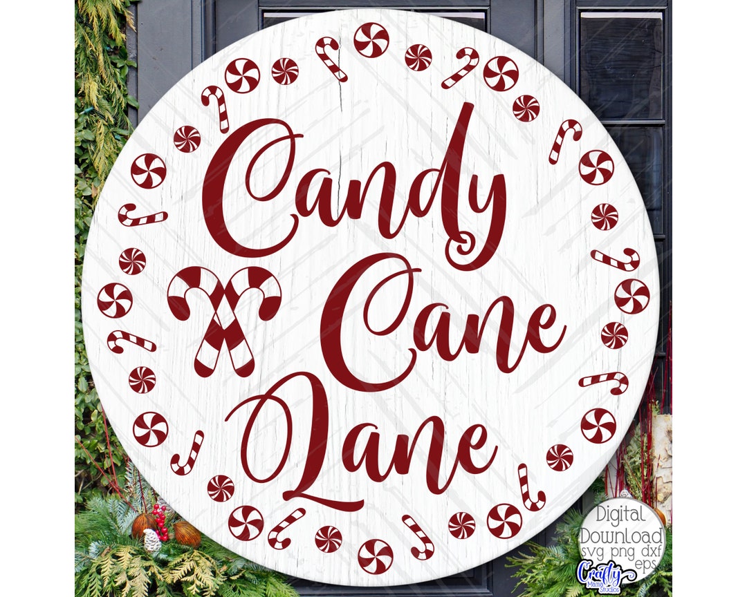 Candy Cane Lane Svg, Christmas Svg, Christmas Round Sign Svg, Christmas ...