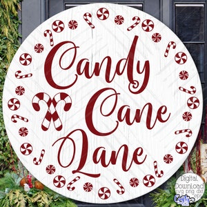 Candy Cane Lane Svg, Christmas Svg, Christmas Round Sign Svg, Christmas ...