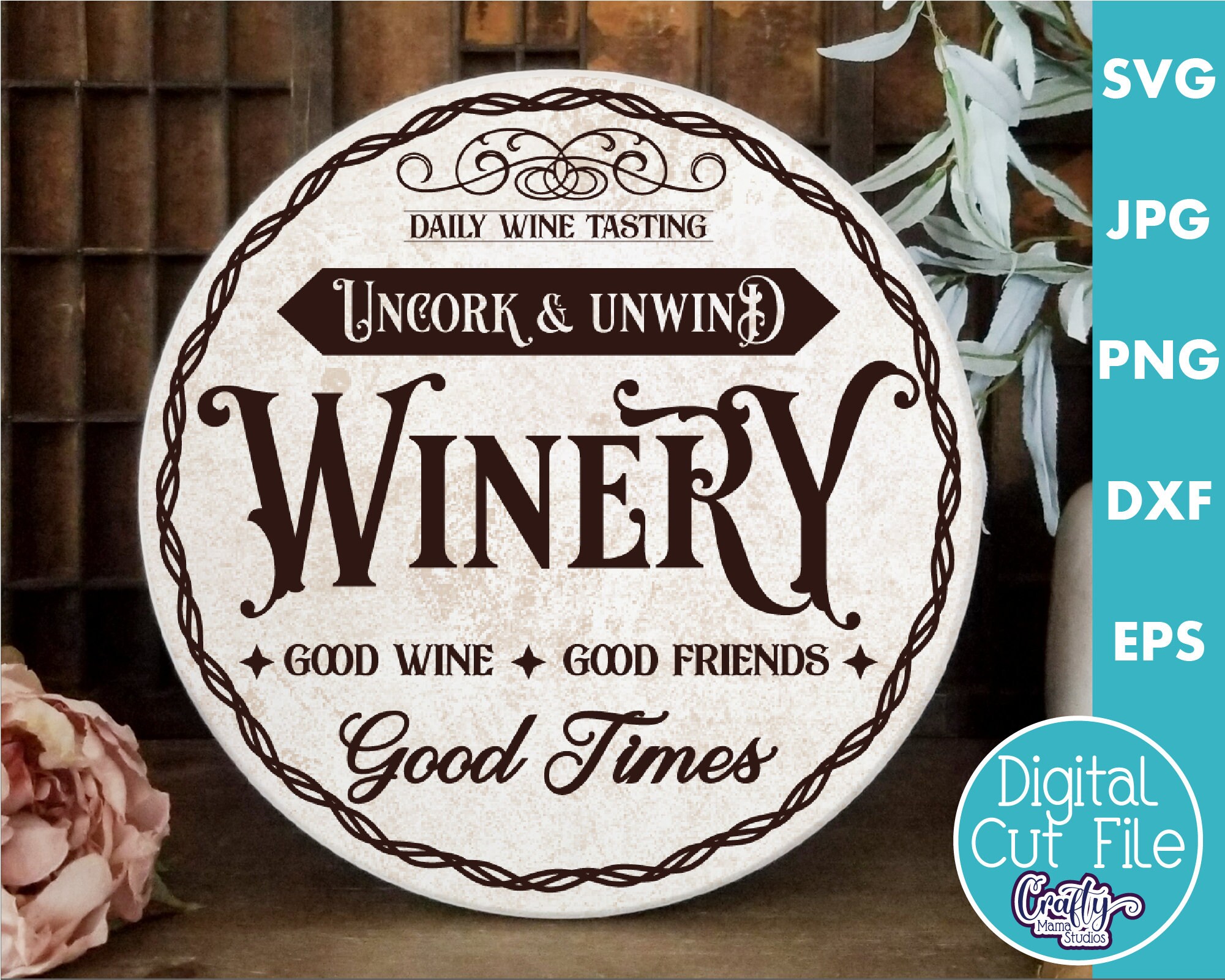 Round Winery Svg Farmhouse Svg Wine Round Svg Farmhouse - Etsy