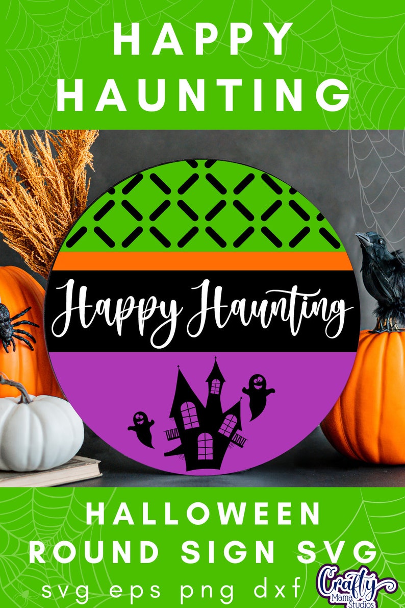 Happy Haunting Svg Halloween Svg Halloween Round Sign Svg - Etsy