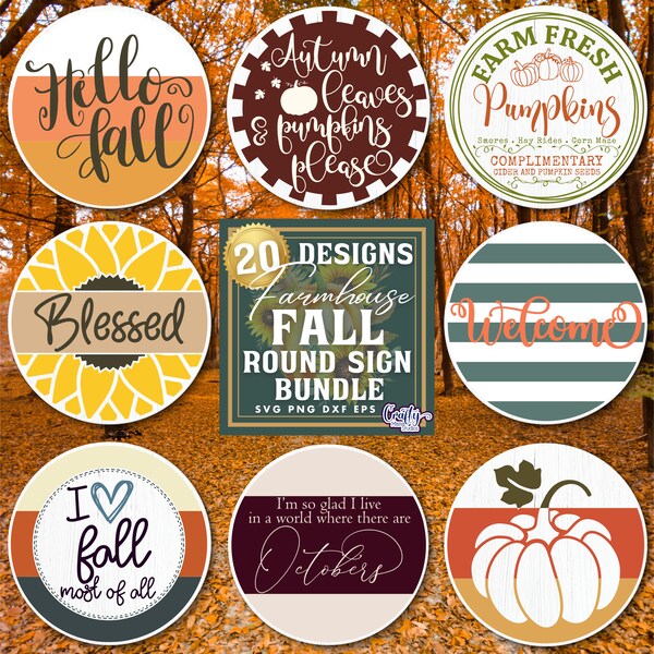 Round Fall Welcome Sign Svg - Etsy