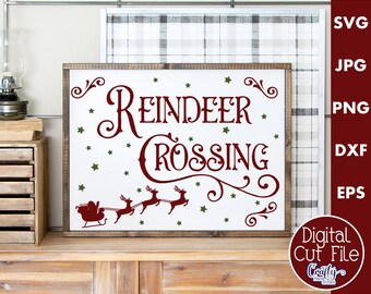 Reindeer Crossing Svg - Etsy