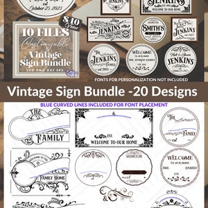 Vintage Sign Svg Bundle, Family Svg, Family Sign Svg, Vintage Sign ...