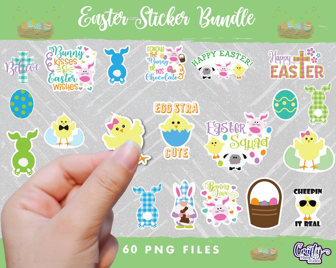 Easter Printable Stickers Easter Png Files Easter Print and - Etsy