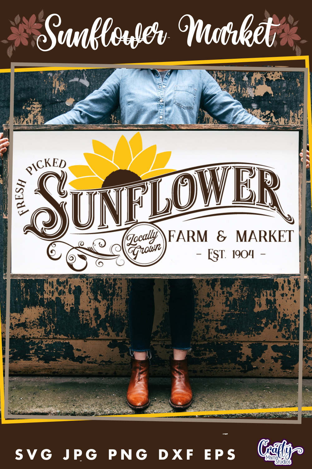 Sunflower Market Svg, Sunflower Svg, Vintage Sunflower Sign Svg ...