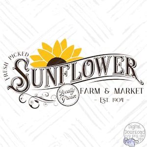 Sunflower Market Svg, Sunflower Svg, Vintage Sunflower Sign Svg ...