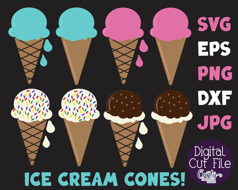 Ice Cream Cone Svg Ice Cream Svg Bundle Ice Cream Drip Svg Etsy New
