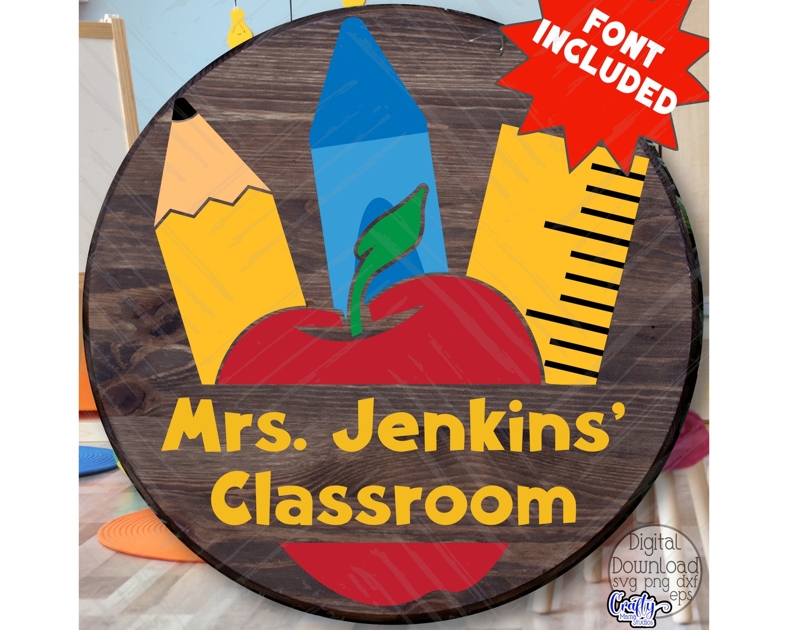 Teacher Svg Files, Teacher Door Hanger Svg, Teacher Round Sign Svg ...