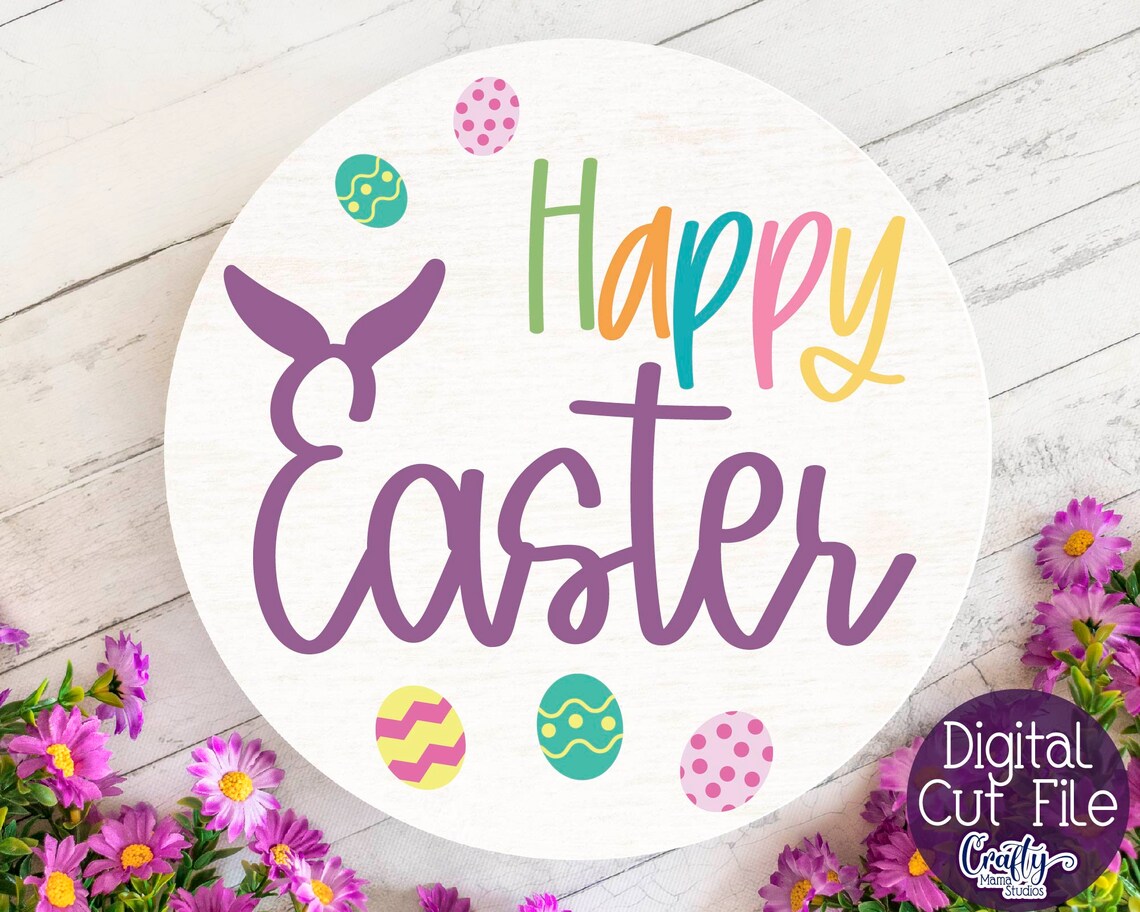 Round Easter Svg Bundle Easter Door Hanger Svg Easter Sign - Etsy