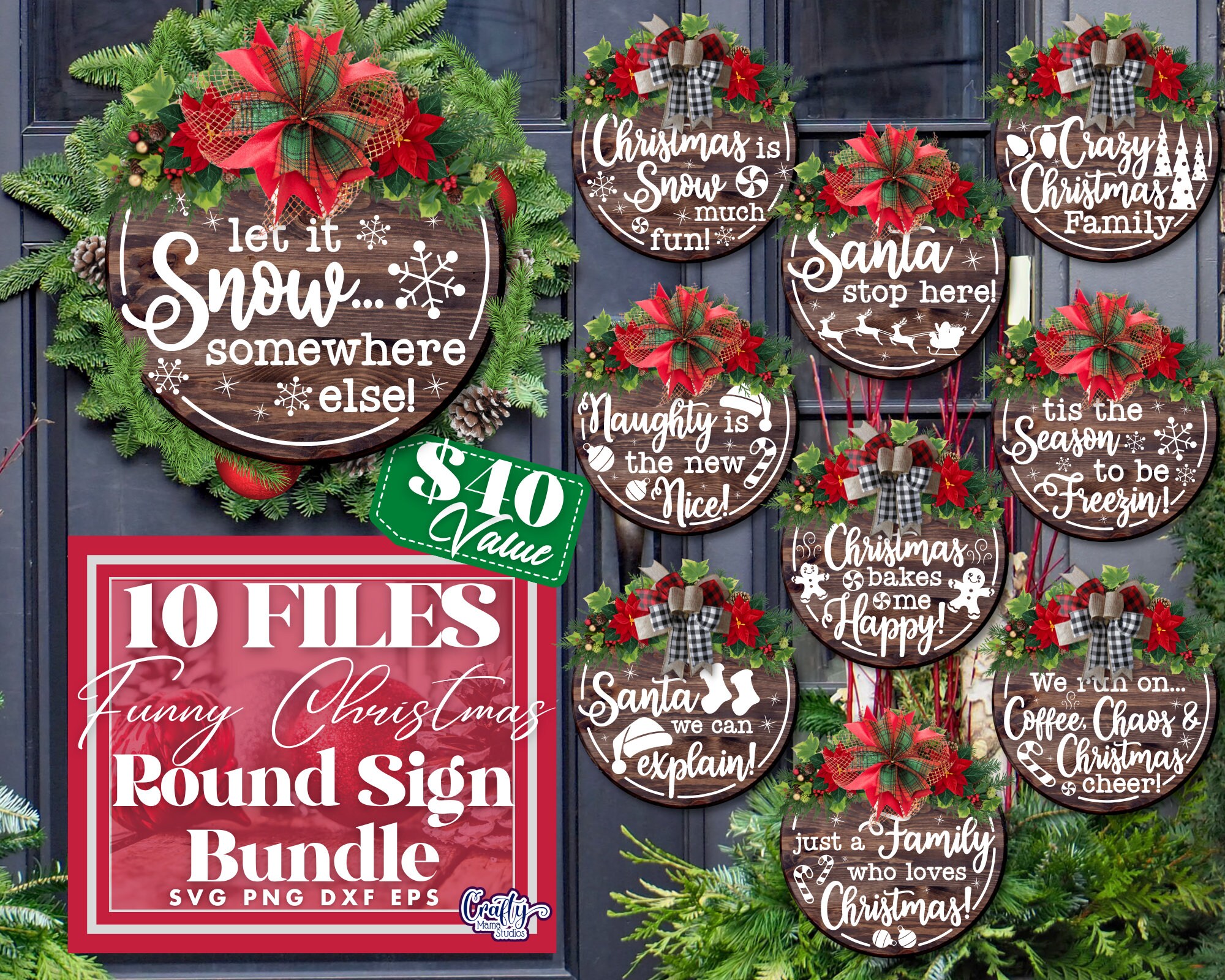 Funny Christmas Svg Bundle Funny Christmas Round Sign Svg - Etsy Canada