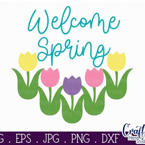 Welcome Spring Svg Round Spring Door Hanger Svg Spring - Etsy