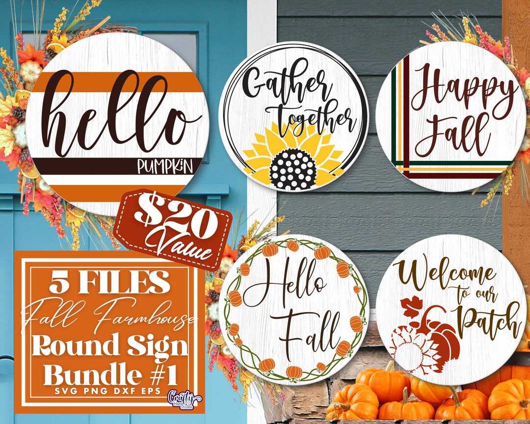Round Fall Svg Bundle Round Fall Door Hanger Svg Round Fall - Etsy