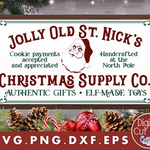 Jolly Old St. Nick's Christmas Supply Company Svg, Vintage Christmas ...