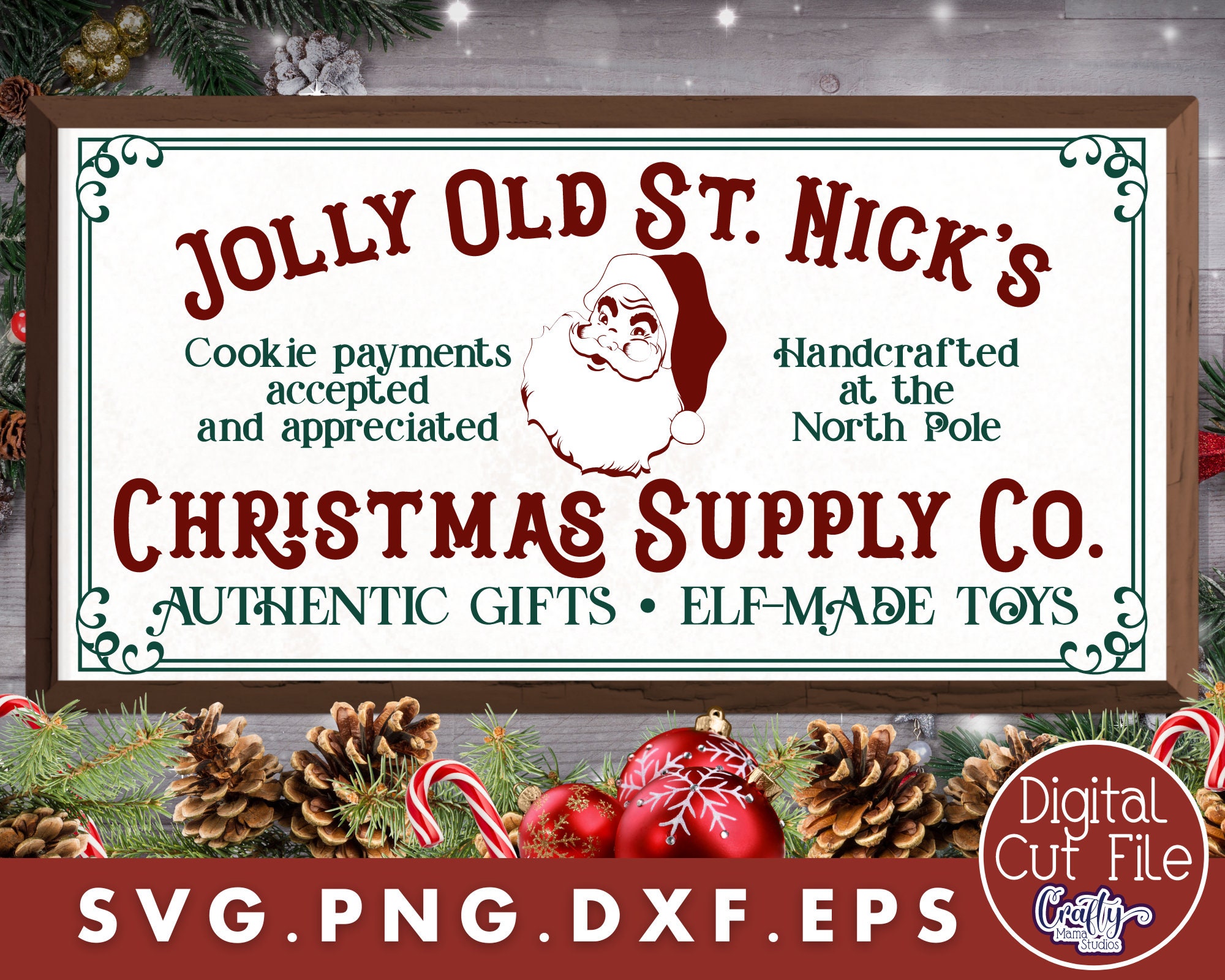 Jolly Old St. Nick's Christmas Supply Company Svg, Vintage Christmas ...