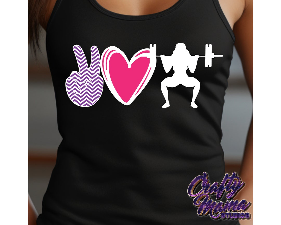 Peace Love Squat Svg, Lifting Svg, Girl Squat Svg, Weight Lifting Svg ...