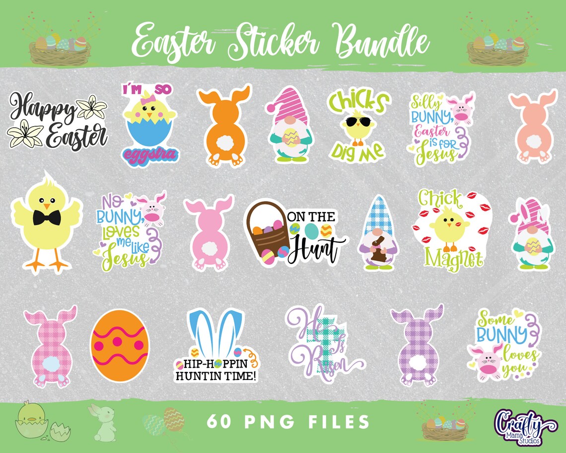 Easter Printable Stickers Easter Png Files Easter Print and - Etsy