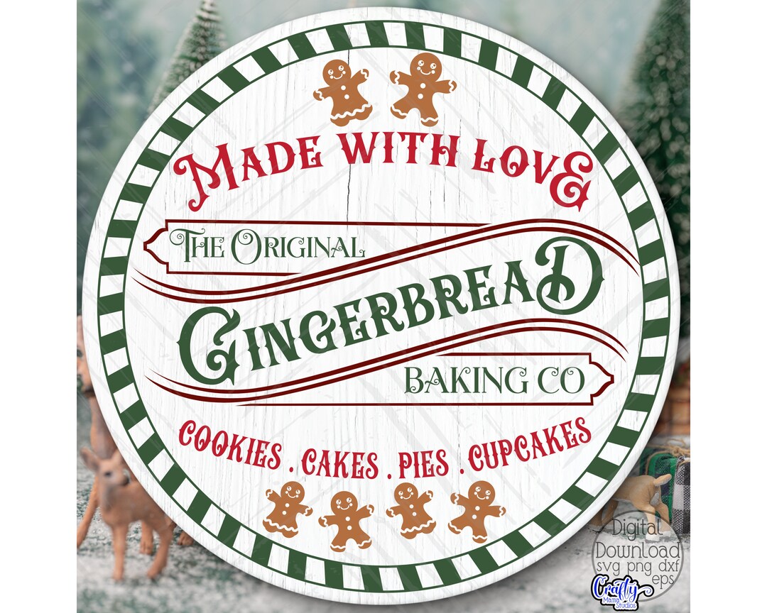 Gingerbread Baking Svg, Christmas Svg Files, Door Hanger Svg, Round ...