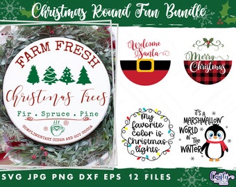Round Christmas Svg | Etsy