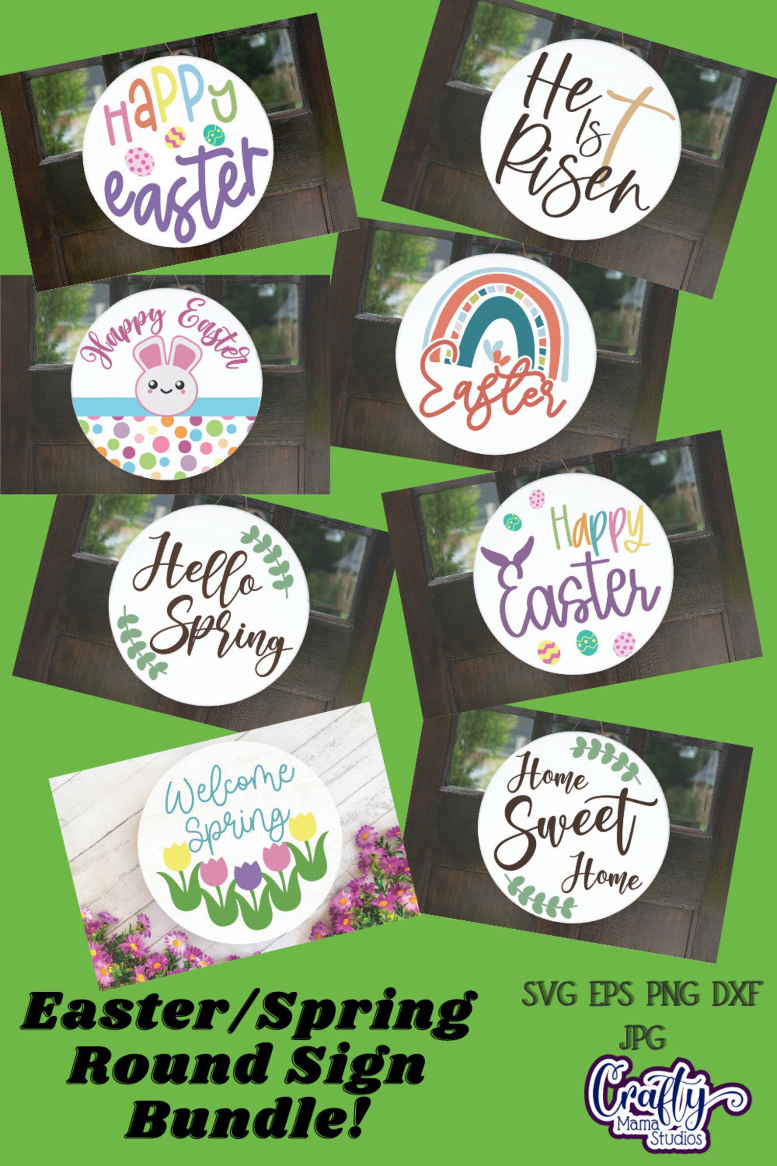 Round Easter Svg Bundle Easter Door Hanger Svg Easter Sign - Etsy
