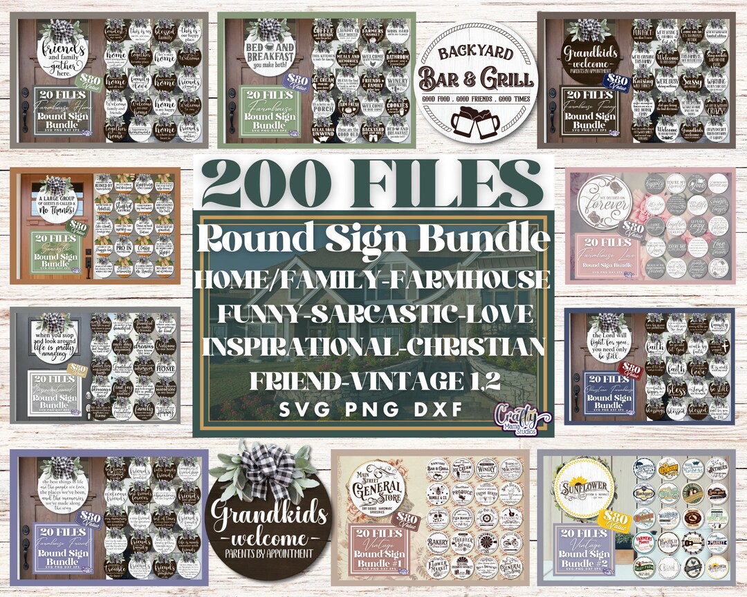 Mega Door Sign Svg Bundle Door Hanger Svg Files Round Sign - Etsy Canada