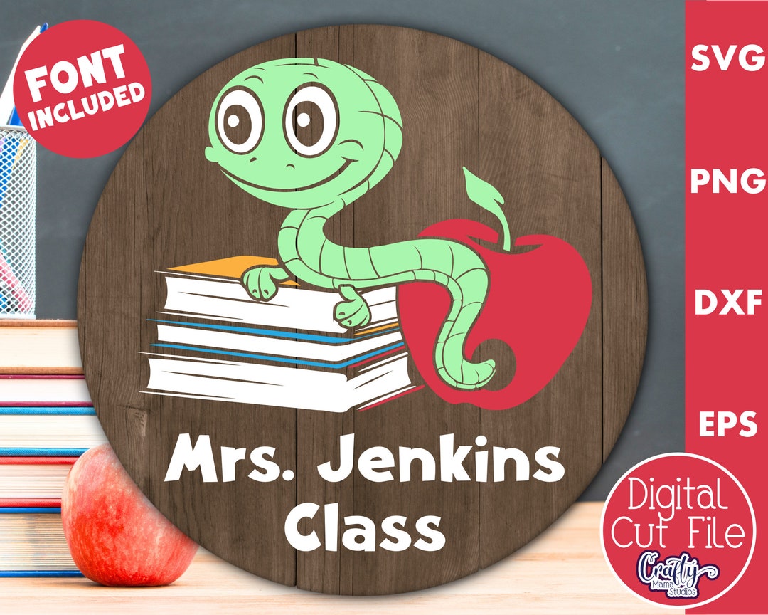 Bookworm Svg Teacher Svg Files Teacher Door Hanger Svg - Etsy