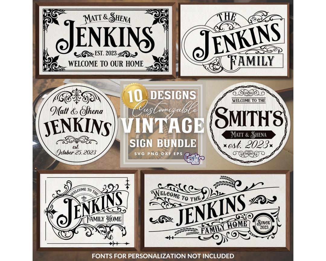 Vintage Sign Svg Bundle, Family Svg, Family Sign Svg, Vintage Sign ...
